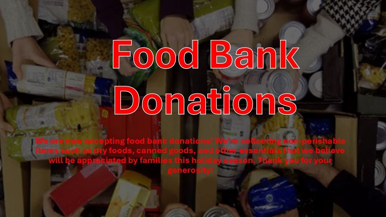 We are now accepting food bank donations! We’re collecting non-perishable items such as dry ...